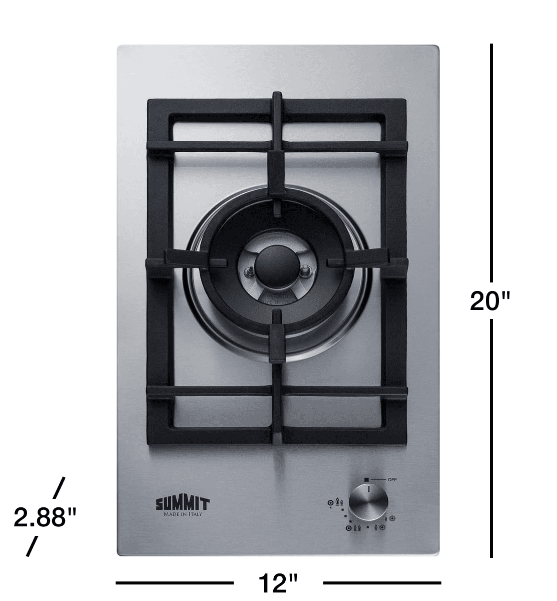 SUMMIT 12" Wide 1-burner Gas Cooktop with Cast Iron Grate In Stainless ...