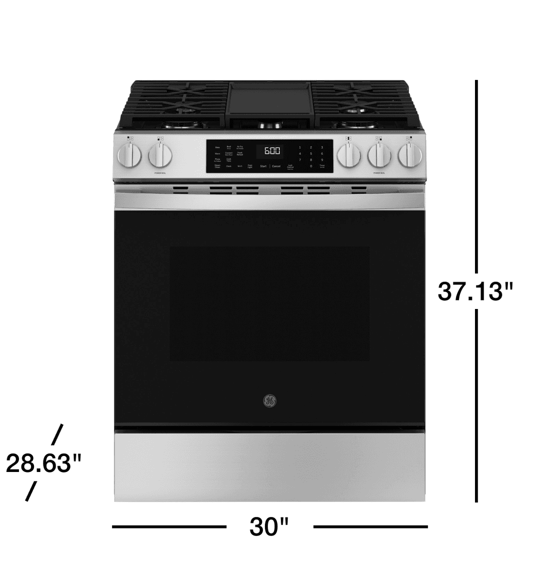 GE 600 Series 30" Slide In Gas Range with 5 Sealed Burners, 5.3 cu. ft ...