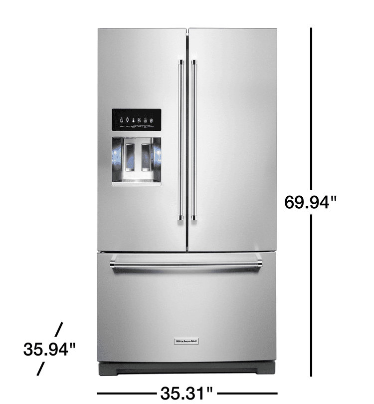 KITCHENAID 26.8 Cu. Ft. 36'' French Door Refrigerator ExtendFresh™ Temp ...