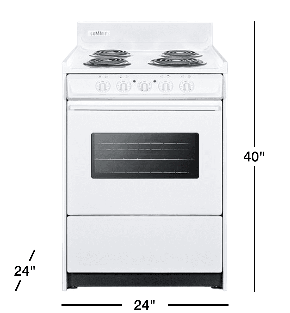 SUMMIT 24" Wide Electric Coil Top Range, ADA Compliant in White - WEM610W