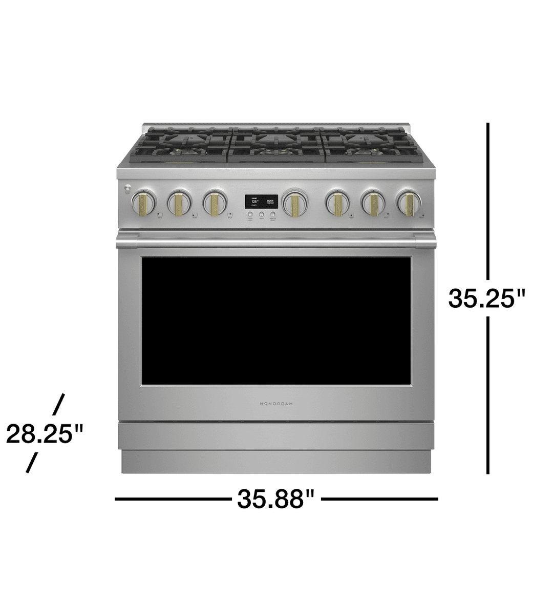 Monogram 36" All Gas Professional Range with 6 Sealed Burners, Steam ...